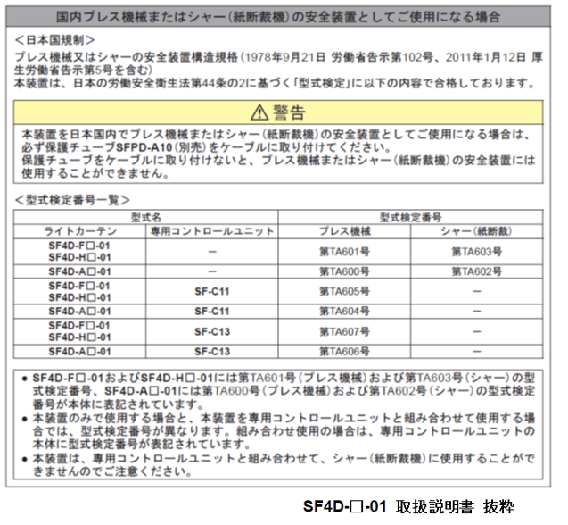 SF-C21とSF4D- -01を組み合わせて、日本国内プレス機械に使えますか?